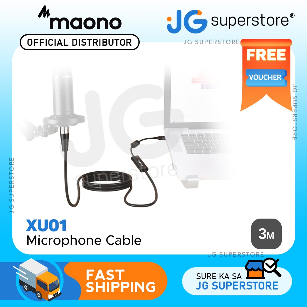 Maono XU01 USB Male to XLR Female Microphone Cable 3ft with 48V Phantom ...