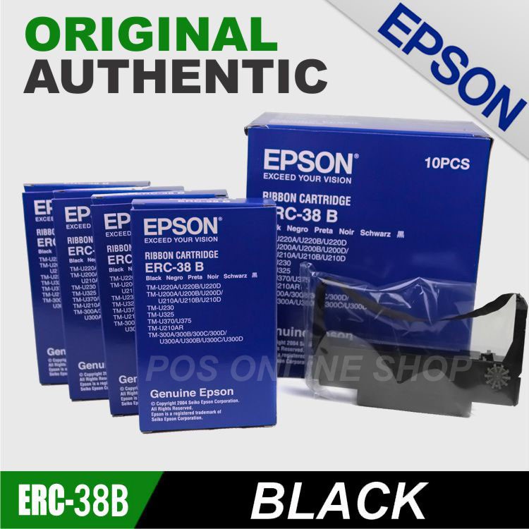EPSON Original EPSON ERC-38 B Ribbon Cartridge (Pack of 10's) COMPATIBLE WITH TM-U220A, TM-U220B ...