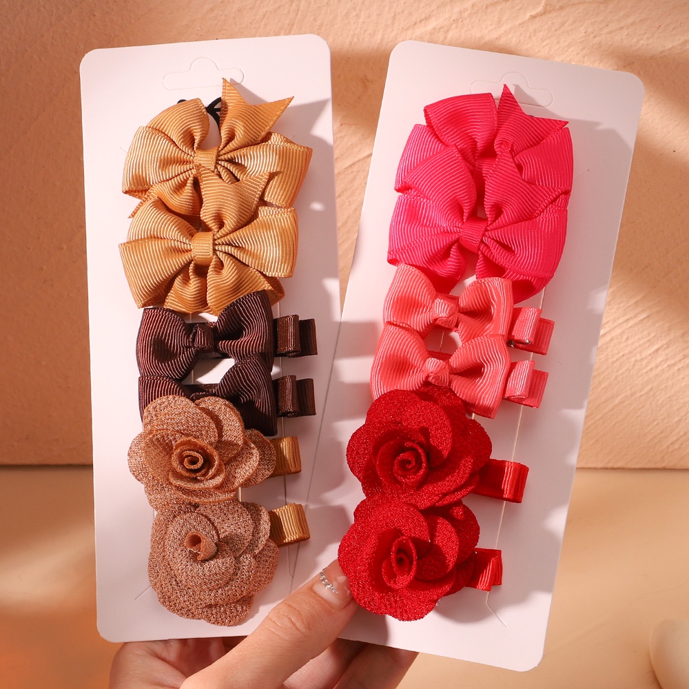 6Pcs/Set Handmade Ribbon Flower Boutique Hair Clip Sets for Baby Girls ...