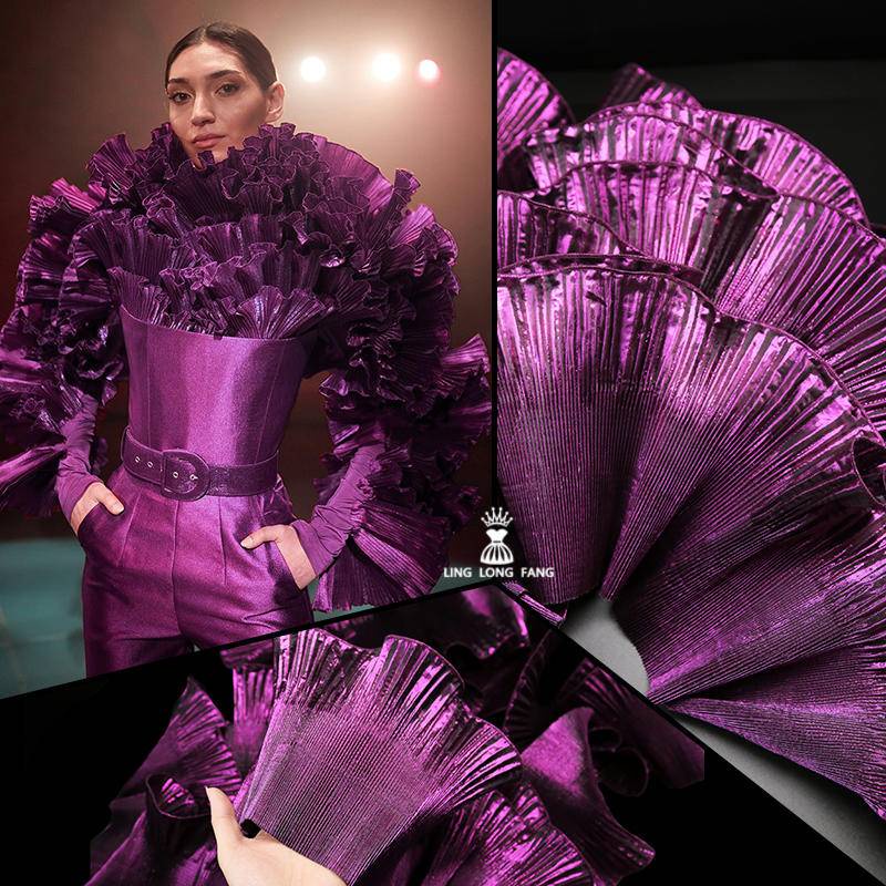 【Multiple pieces do not cut】1M Metallic Luster Wavy Large Lace Pleated ...