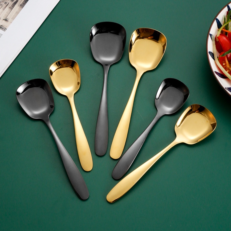Korean Stainless Steel Square Serving Spoon Large Soup Spoon Homeliving ...