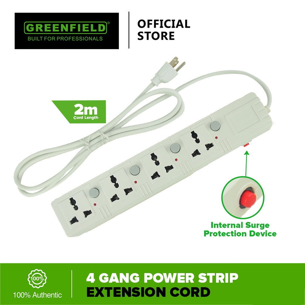 Greenfield Power Strip 4 Gang Extension Cord | Shopee Philippines