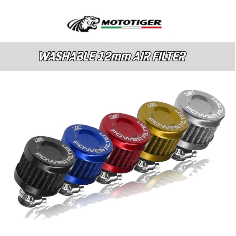 MOTORCYCLE UNIVERSAL AIR FILTER 12MM COLD AIR INTAKE FILTER TURBO VENT ...