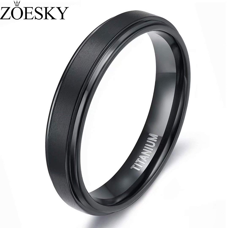 ZOESKY Black Titanium Rings 4mm Wedding Band Matte Comfort Fit for Men ...
