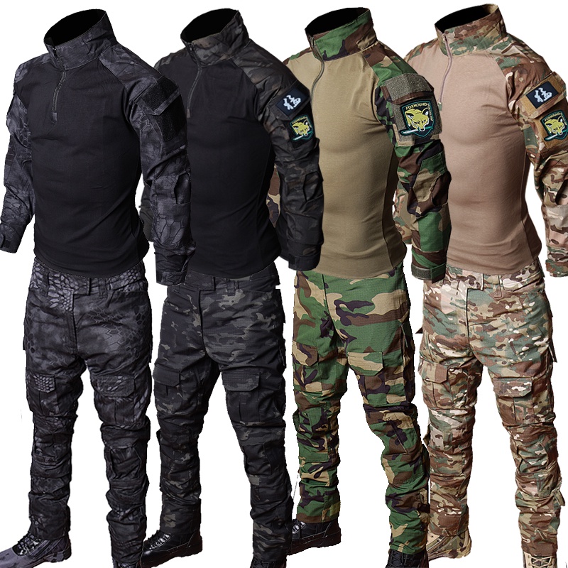 Outdoor Jungle Hiking Camouflage Uniform Sets Men's Breathable Work ...