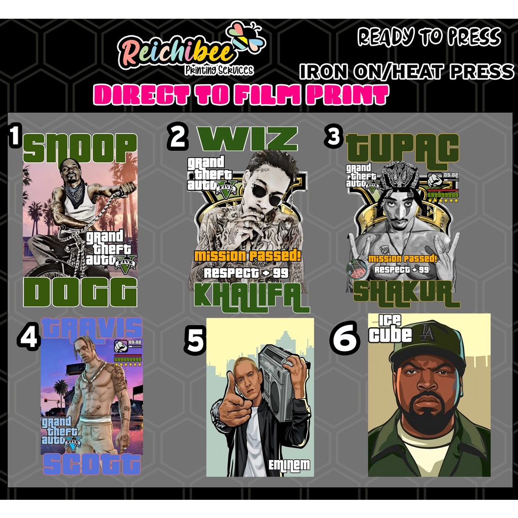 GTA RAPPERS STREET WEAR DTF STICKER IRON ON | Shopee Philippines