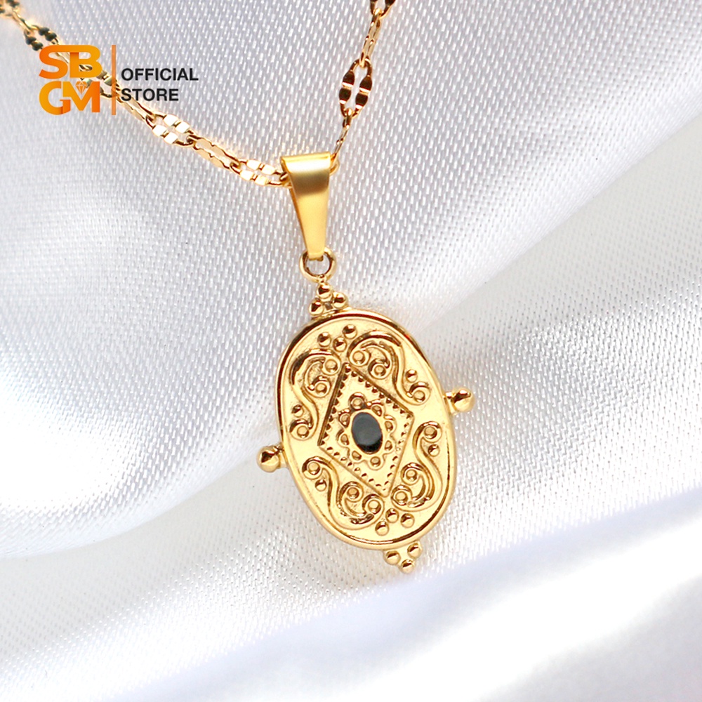 SBGM Jewelry 18KGP Stainless Steel Non tarnish Waterproof Necklace Morrocan Flower Pendan ...