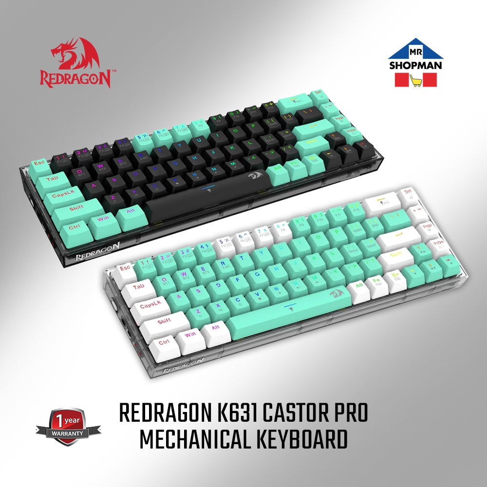 Redragon Castor Pro K631 RGB Wireless Black Green White Brown Switch Mechnical Keyboard | Shopee ...