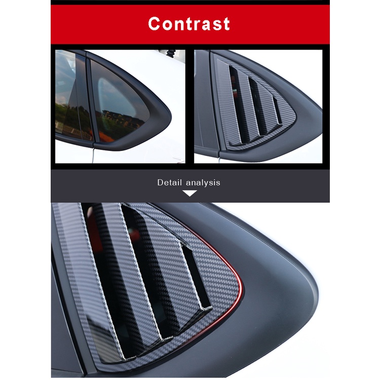1 Pair Louvers Spoiler Panel Rear Side Window Cover Quarter Window For ...