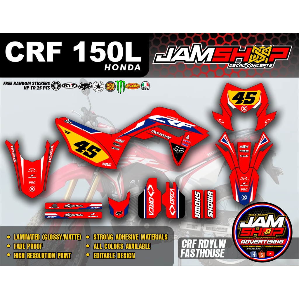 Honda CRF 150L Full Set Decals w/ FREE RIM STICKER Limited Edition ...