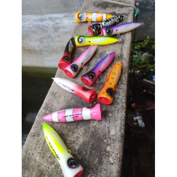 KAYU Handmade Wood POPPER Bait LURE 15GR 9CM 20gr 10cm KROMOE LURE ...