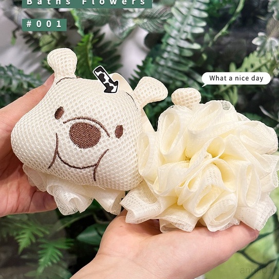 Korean Style Shower Loofahs Bath Ball Flower Cartoon Large Rub Body ...
