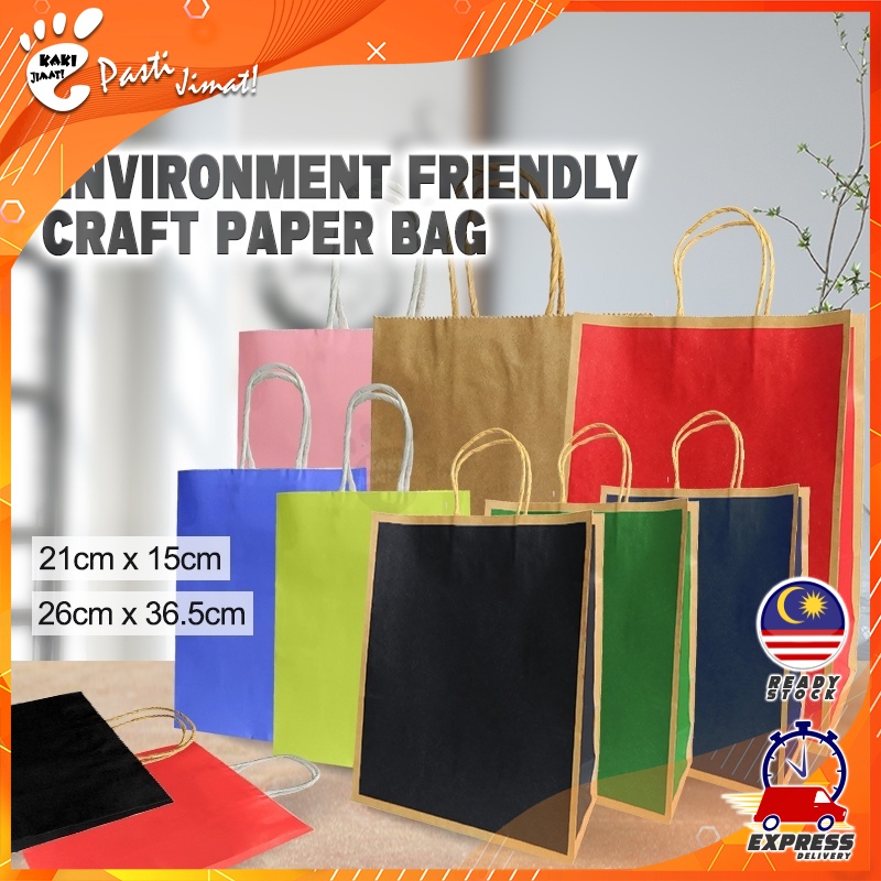 Kaki Jimat Craft Paper Bag Door Shopping With Handle Beg Kertas Kraft ...