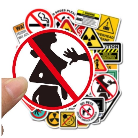 warning sign graffiti sticker luggage case mobile phone case waterproof ...
