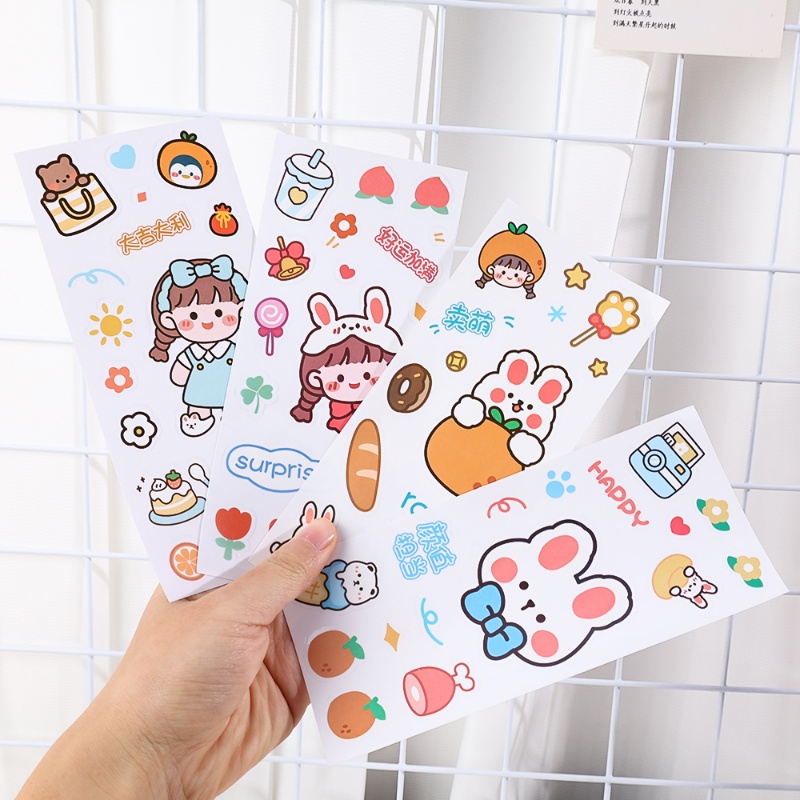 1 Sheet Cartoon Rabbit PVC Waterproof Sticker Hand Account Cute Girl ...