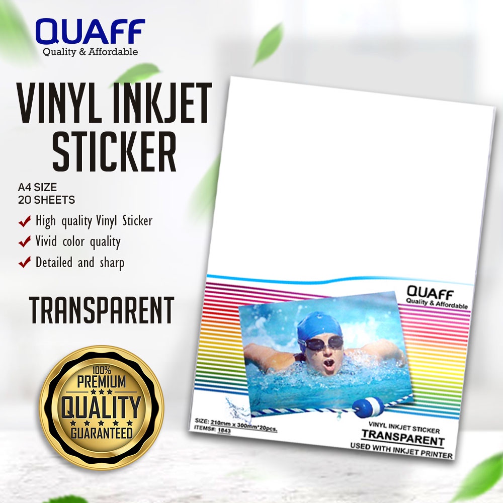 QUAFF Vinyl Inkjet Sticker A4 Size (Glossy / Matte / Transparent ...