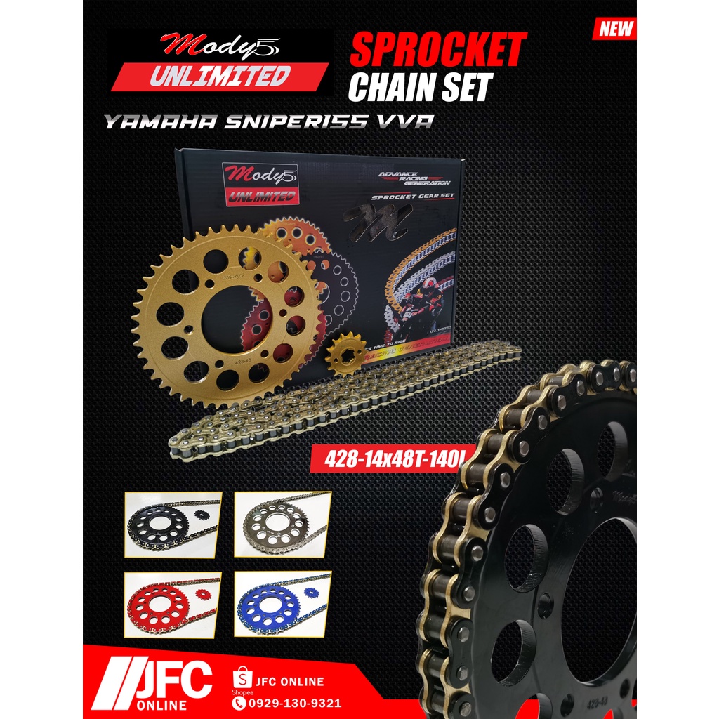 Mody5 Chain Set Sniper 155/TFX 150/R15 V2 - 14x48x428 140L | Shopee ...