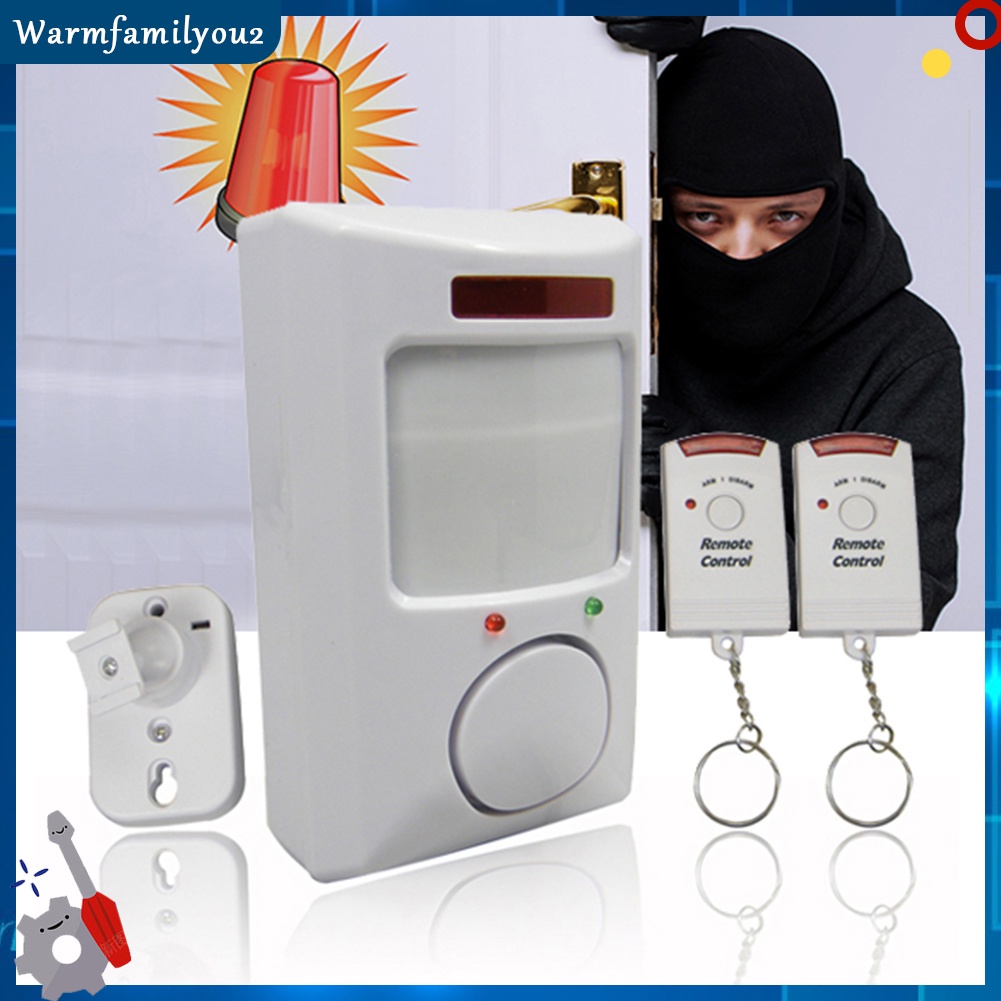Security System Motion Detector Alarm 106dB Wireless IR Infrared Remote ...