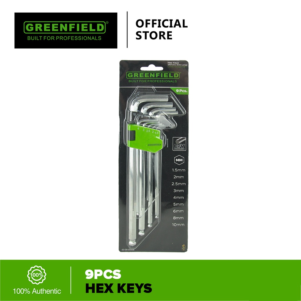 Greenfield Extra Long Hex Key Set 9pcs Ball End - Tools/Accessories ...