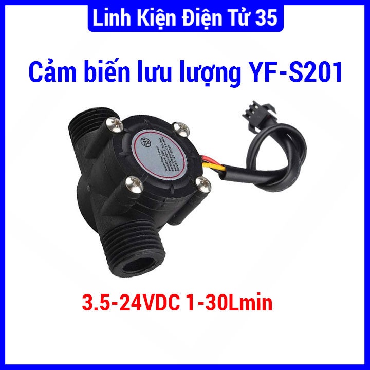 Yf-s201 flow sensor 3.5-24VDC 1-30L/min 0 C~80 C