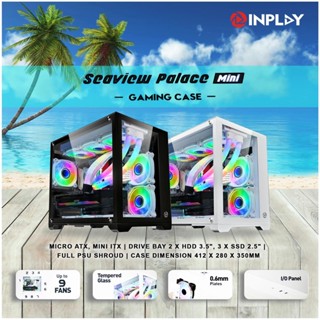 INPLAY Seaview Palace Mini/Plus Gaming Case Tempered Glass Black/ White ...