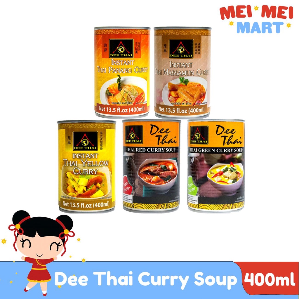 Dee Thai Instant Curry Soup Green Red Yellow Massammum Panang 400ml ...