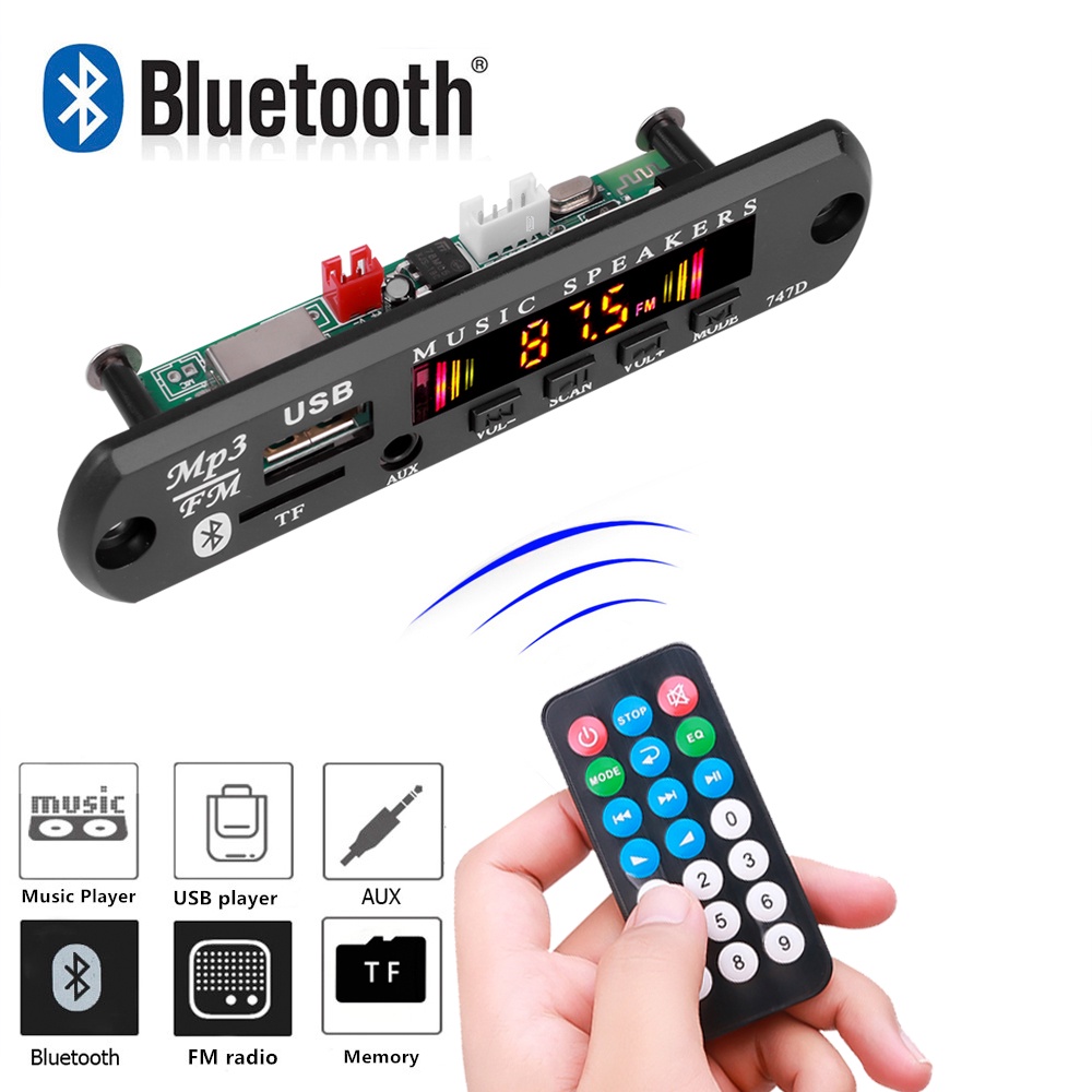 (Local Seller) DC 9V-12V Wireless Bluetooth 5.0 Audio Decoder Board with amplifier Digital ...