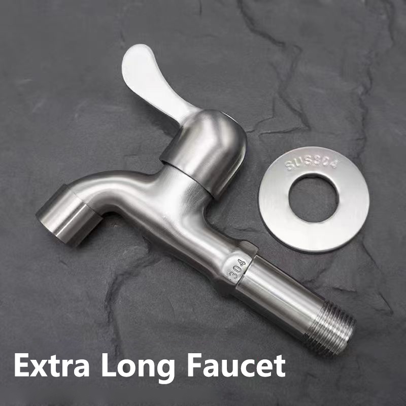 SUS304 Stainless Steel 304 Long Type Faucet Wall Faucet Kitchen ...
