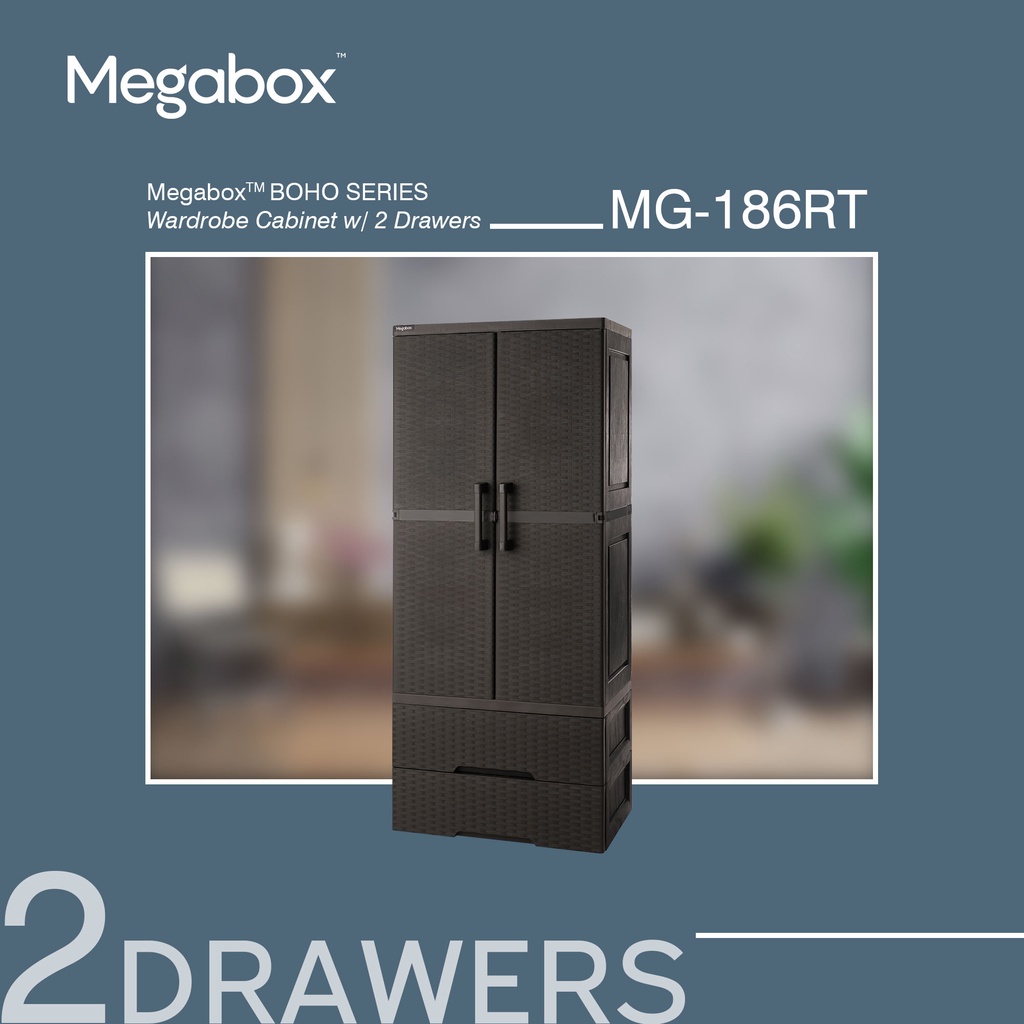 Megabox MG 186 Wardrobe Cabinet RT With 2 Drawers | Shopee Philippines