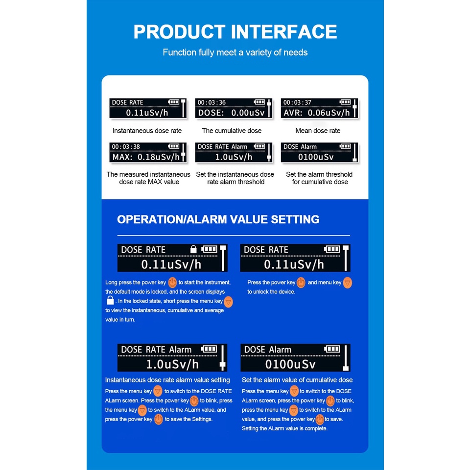 Geiger counter Pen Type Nuclear Radiation Detector X-ray γ-ray β-ray ...