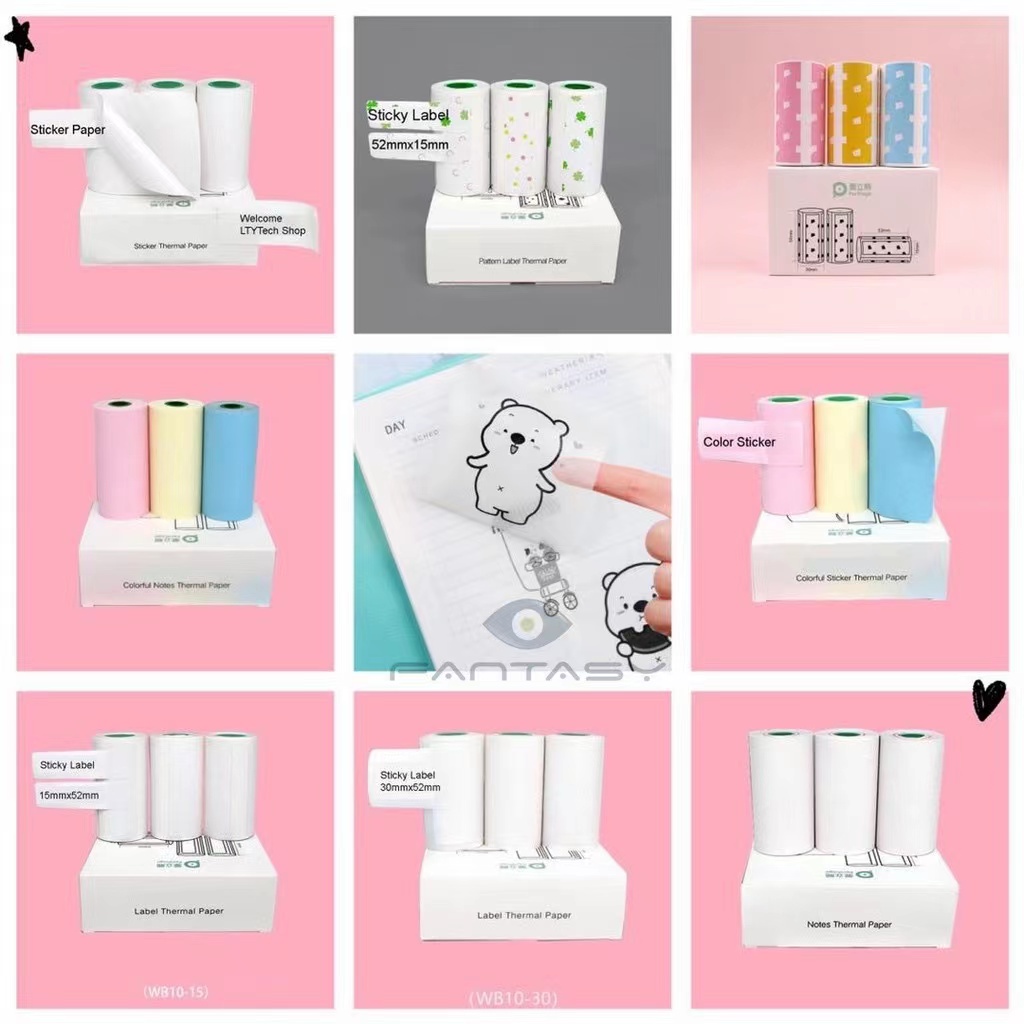 Peripage Bpa-Free Adhesive Thermal Label Colorful Sticker Translucent ...
