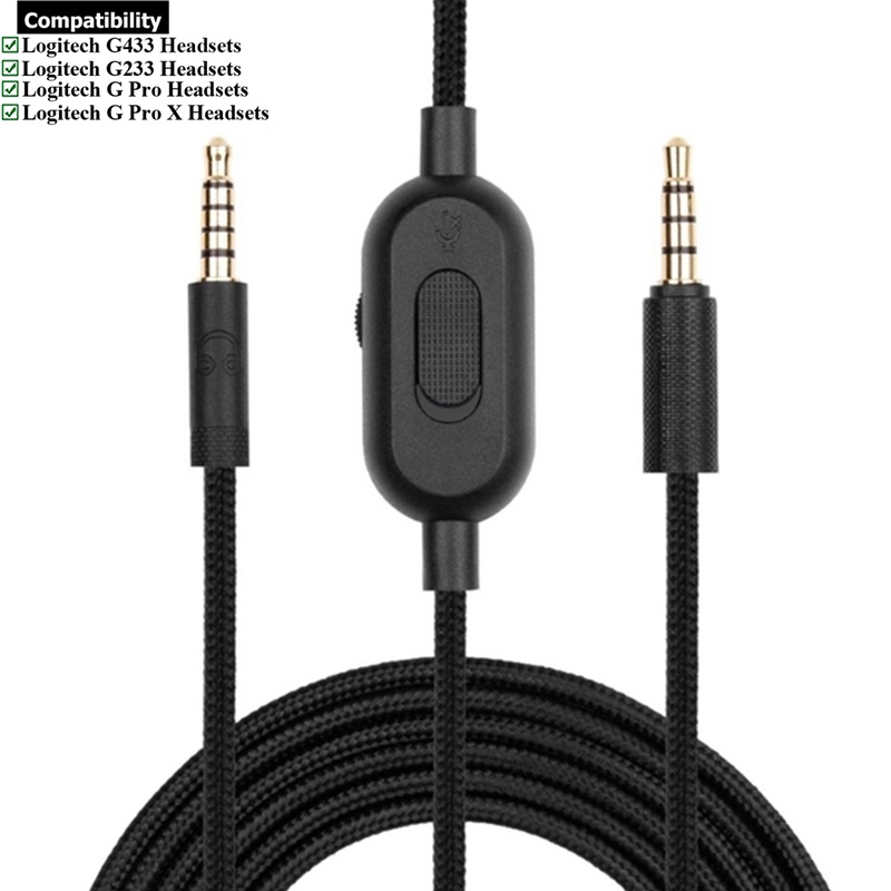 2M Braided Audio Cable for Logitech G233 / G433 / G Pro X / G Pro ...