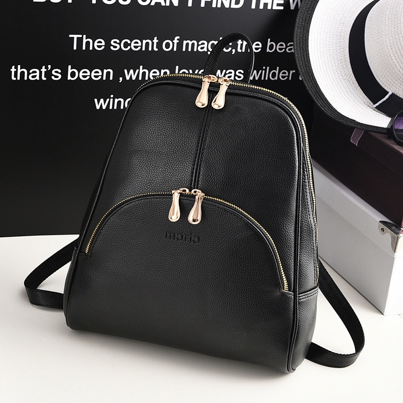 PU Leather Casual Backpack Women Korean Girl's School Bag Ladies Travel ...
