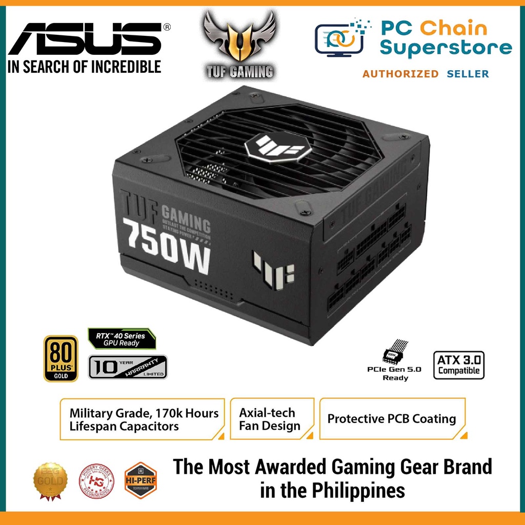 ASUS TUF Gaming 750W 80+ Gold Fully Modular Power Supply - PCie5 ATX 3.0 Compatible | Military ...