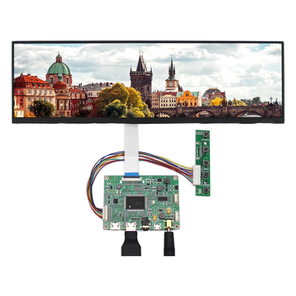 VSDISPLAY 12.6 inch NV126B5M-N41 1920x515 IPS EDP LCD Screen with mini HDMI Controller Board ...