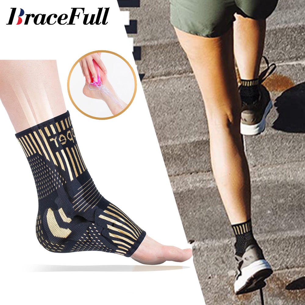 1Pair Copper Ankle Brace Support Compression Sleeve Socks for Plantar ...