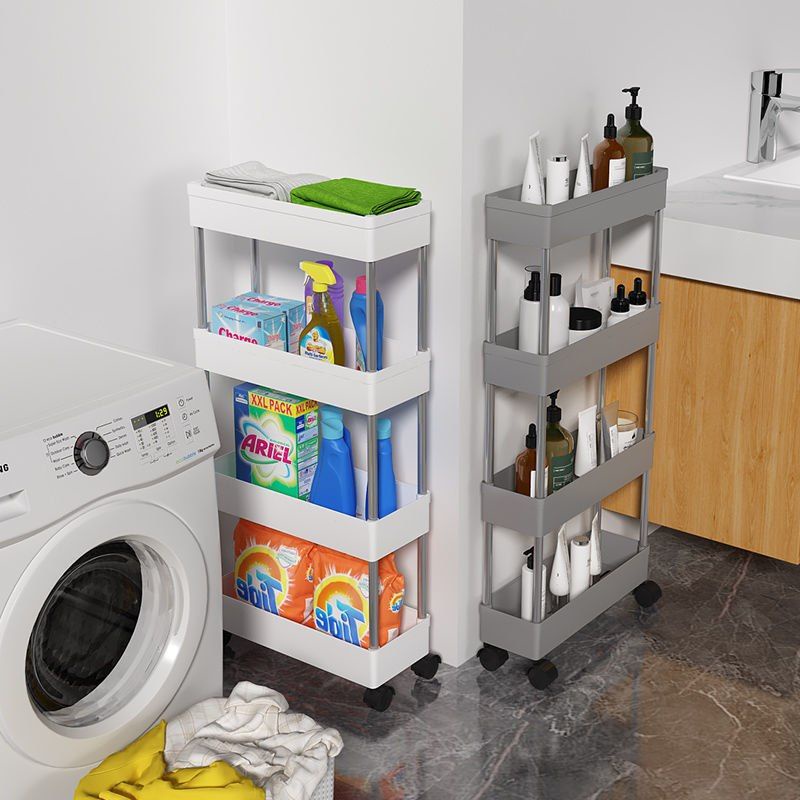 4 Layer Moving Rack Kitchen Storage Shelf Wall Cabinets Home Bedroom ...