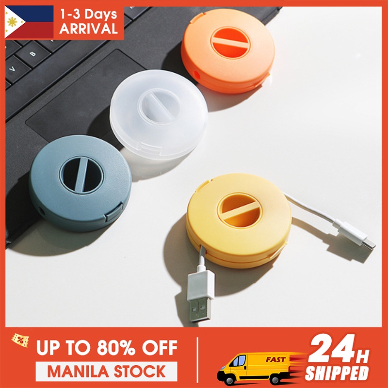 Portable Round Rotatable Wire Cable Storage Box Automatic USB Cord ...