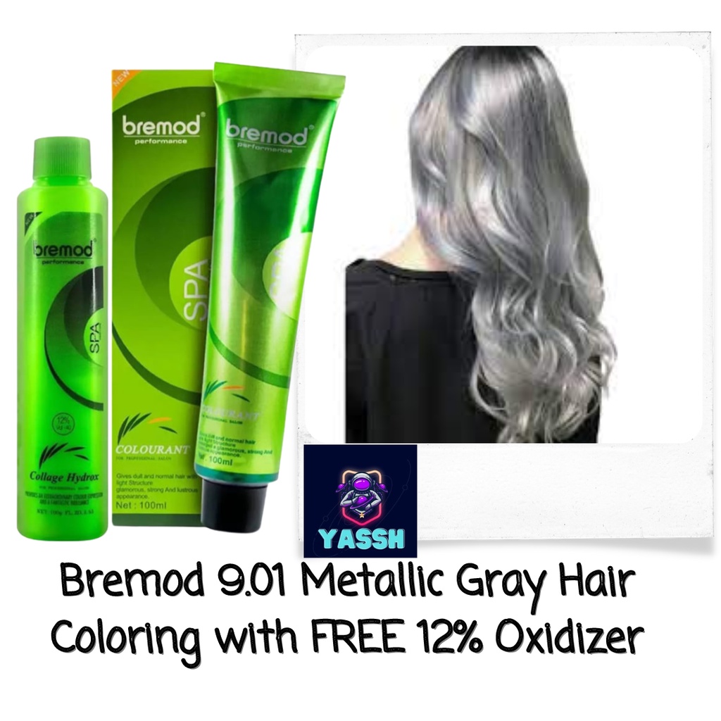 Bremod 9.01 Metallic Gray Hair Coloring with FREE 12% Oxidizer YASSH11 ...