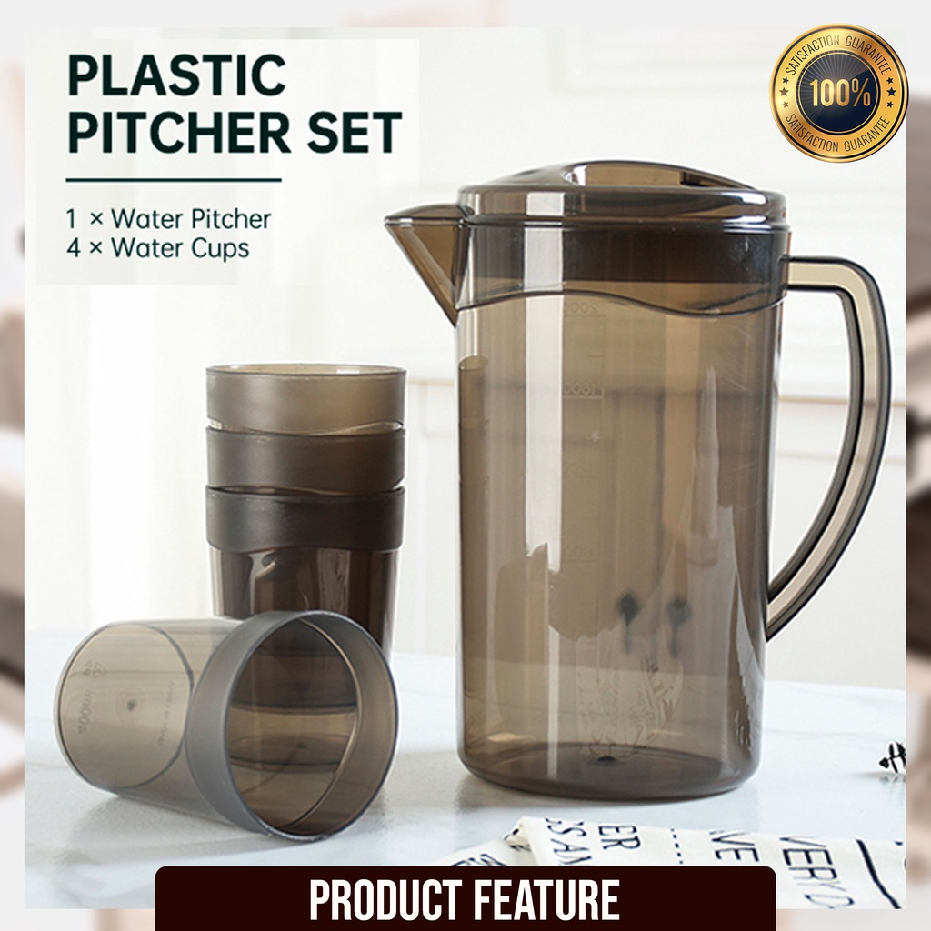 1500ml Plastic Pitcher with 4 Cups large pitsel pitcher with fiberglass ...