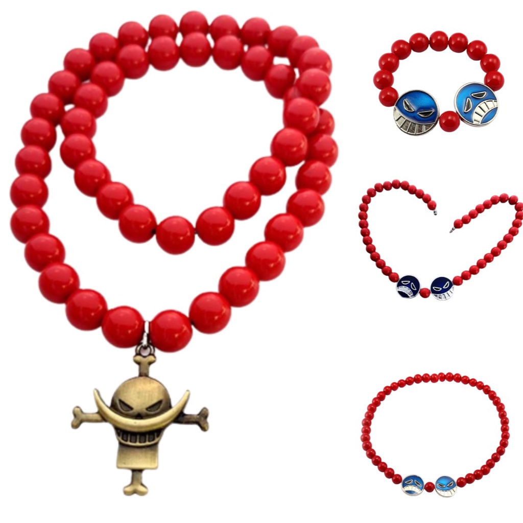 One Piece Portgas D Ace Beads Necklace Hats Cosplay Charm Bracelet ...
