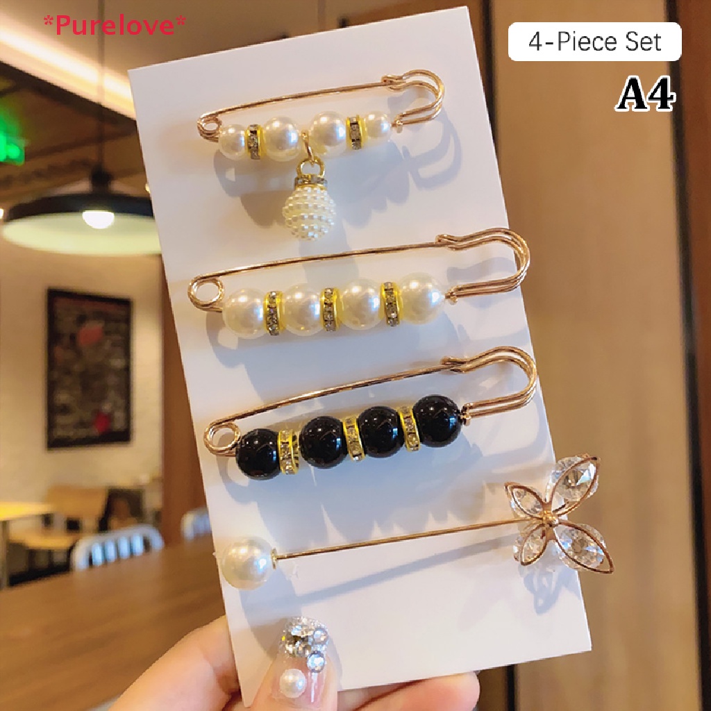 Purelove> 4/6Pcs Women's Clothing Brooch Set Pearl Rhinestone Brooches ...