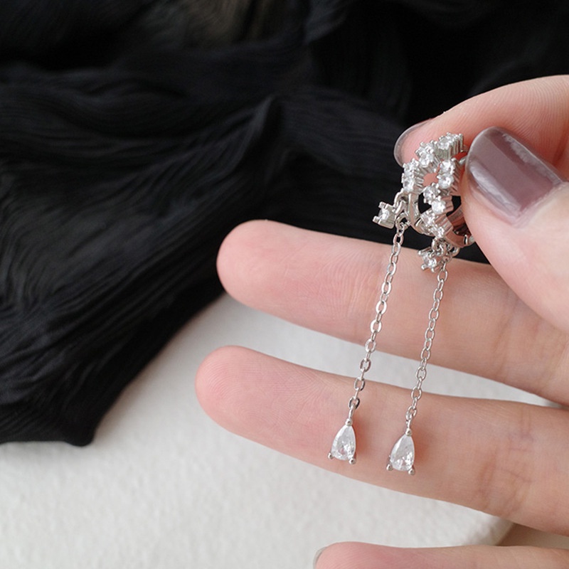 New Tassel Hoop Zircon Earrings for Women Piercing Earring Set Hikaw ...