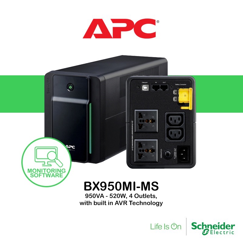 APC UPS 950VA-520W Uninterruptible Power Supply (BX950MI-MS, 4 outlets ...