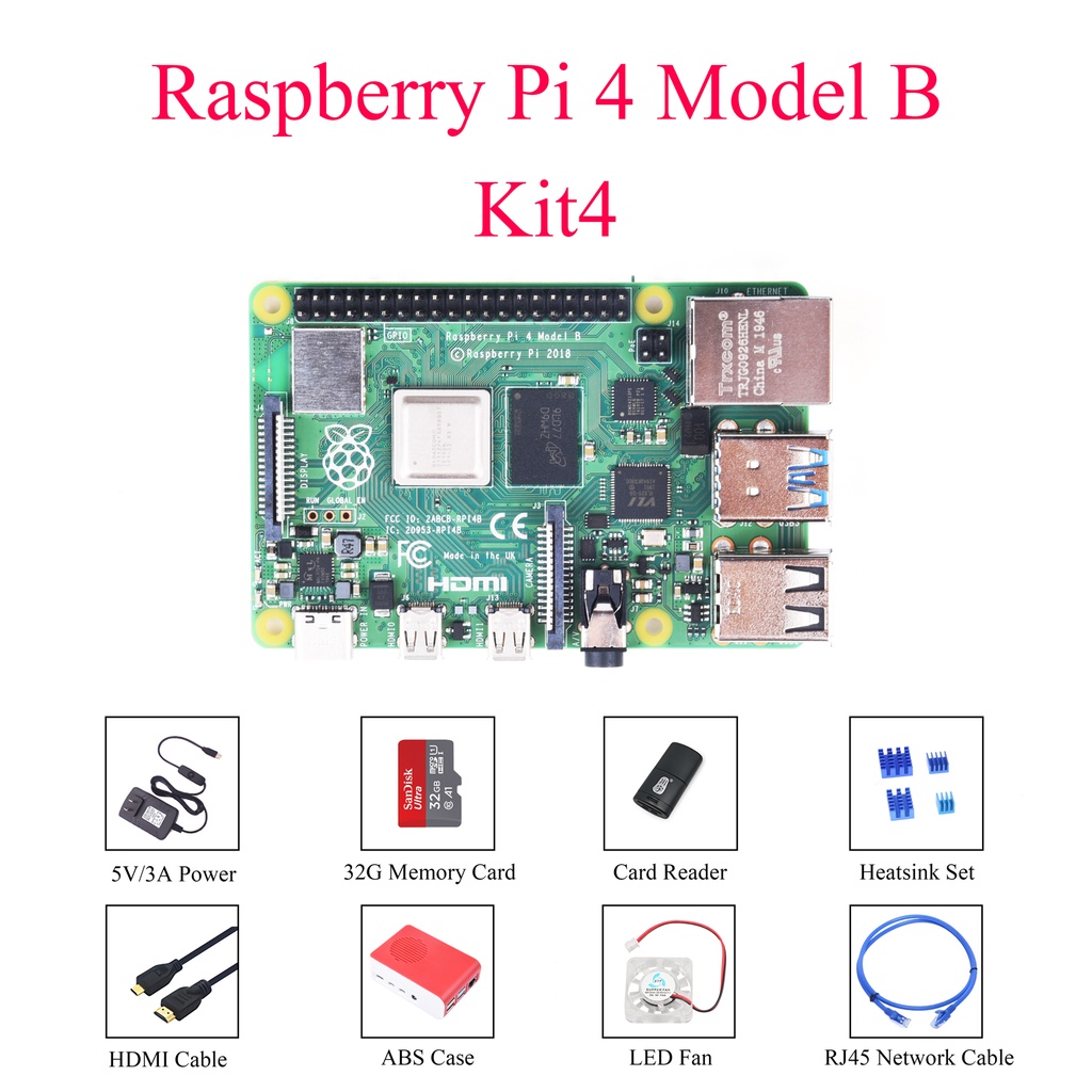 Original Raspberry Pi 4 Model B Development Board Kit RAM 2G 4G 8G 4 Core CPU 1.5Ghz 2.4G&5G ...