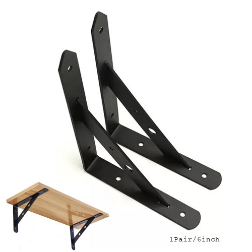 1Pair/2Pcs Set Industrial Wall Shelf Support Bracket Metal Prism Mount ...