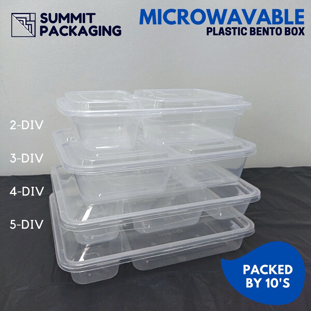 Bento Box w/ lid Microwavable Plastic Food Container 2D 3D 4D [ 10 ...