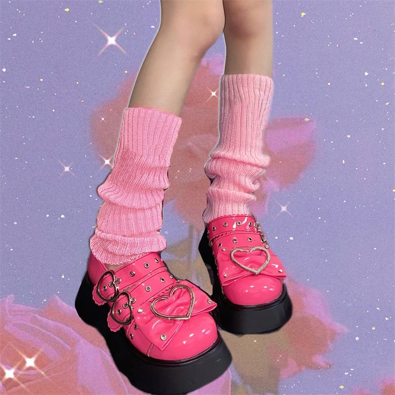 Y2K Lolita Socks Leg Warmers Ball Knitted Long Knee Foot Cover Pile ...