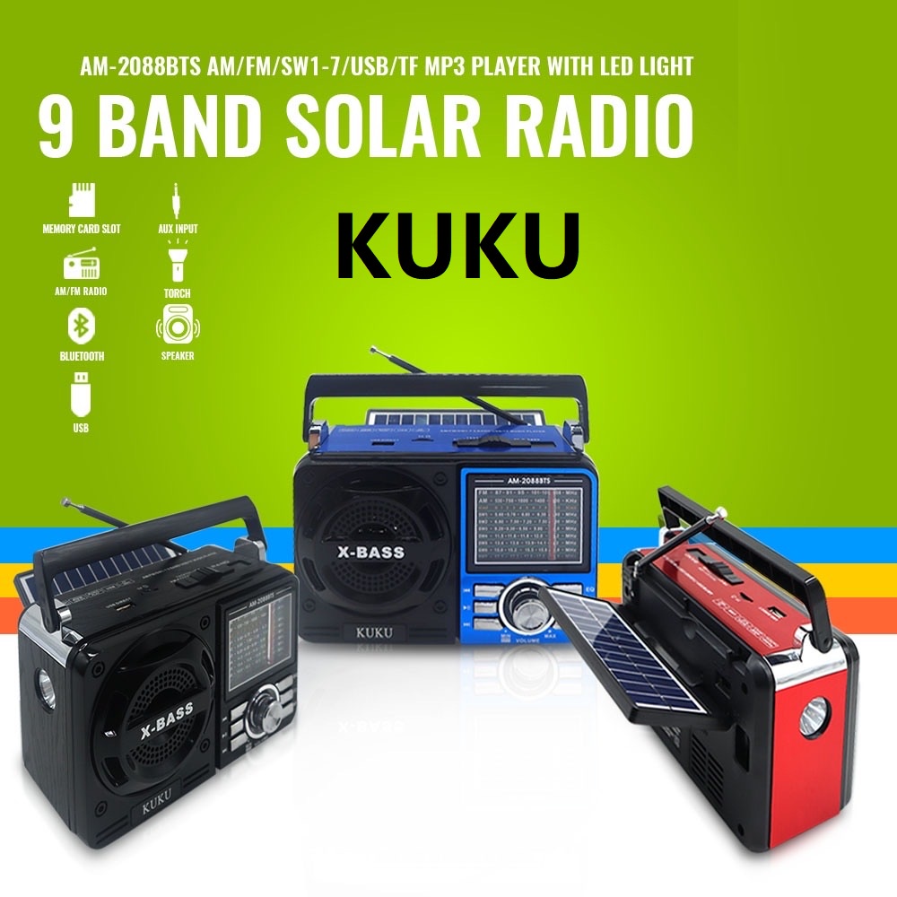 PinSan AM-2088BTS AM/FM/SW 1-7 9Band Portable Bluetooth Radio USB/SD/TF ...