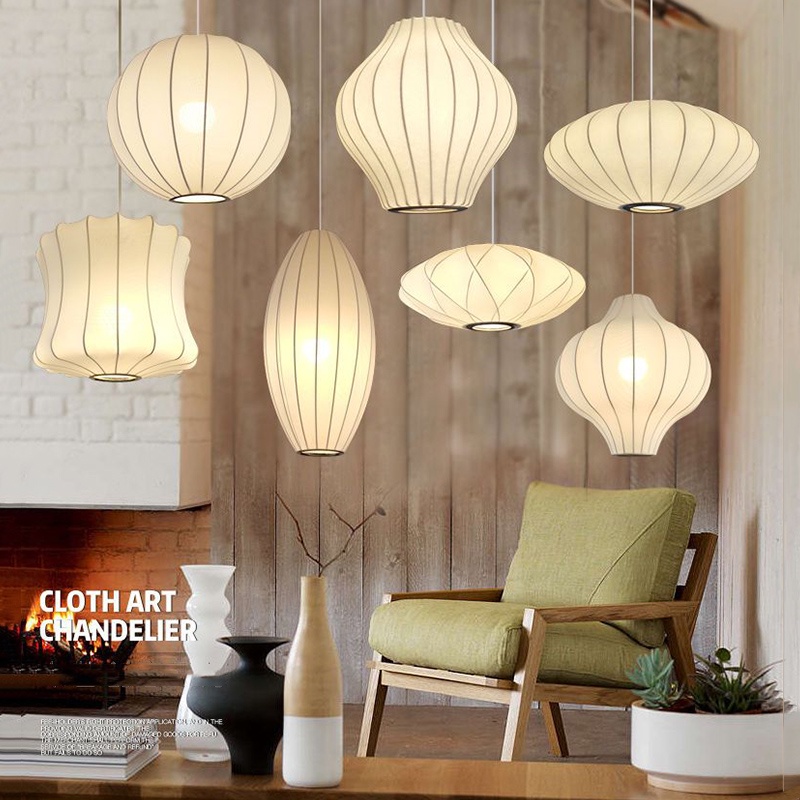 Medieval Style Fabric Chandeliers, Retro Led Lantern Pendant Lamp ...